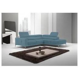 Ecksofa Egoitaliano "Claudie, Designsofa mit extrakomfortablem Sitzkomfort", blau (hellblau), B:268cm H:97cm T:226cm, Luxus-Microfaser (100% Polyester) Leder &raquo;BULL&laquo; (echtes Rindsleder). Geschliffenes, pigmentiertes und behandeltes Rindsleder mit einer Dicke von 1, 3-1, 5 mm. Dieses Leder zeigt eine ziemlich weiche Hand mit einem halb undurchsichtigen Aussehen. Es handelt sich um ein gesch&uuml;tztes Le