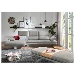Ecksofa W.Schillig "broadway, Designsofa mit tollem Sitzkomfort, L-Form", grau (steel s22), B:291cm H:94cm T:164cm, Flachgewebe S22 (100% Polyester), Sofas, Ecksofa, Sitztiefenverstellung, Kopfteil- & Seitenteilverstellung, Breite 291cm