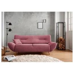 3-Sitzer Home Affaire "Drago", schwarz (brombeere), B:205cm H:81cm T:90cm, 100% Polyester, Sofas, frei im Raum stellbar, inkl. 1 Zierkissen