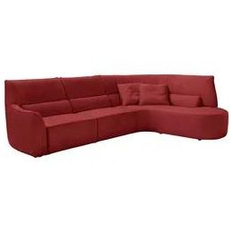 Ecksofa Egoitaliano "Puffy, extravagant & edel, Retro Designsofa, hoher Sitzkomfort, L-Form", rot (marsala), B:330cm H:88cm T:205cm, Luxus-Micofaser Lederoptik (100% Polyester) ist ein neues technisches Gewebe mit einem visuellen und taktilen Aspekt, der dem Nubuk sehr nahe kommt, mit innovativen Eigenschaften. Seine au&szlig;erordentliche Weichheit kommt von einem exklusiven Produktionsprozess, der Unr