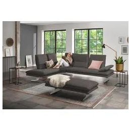 Ecksofa W.Schillig "broadway, Designsofa, mit tollem Sitzkomfort, L-Form", grau (anthrazit s22), B:284cm H:94cm T:224cm, Flachgewebe S22 (100% Polyester), Sofas, Ecksofa, Sitztiefenverstellung, Kopfteil- & Seitenteilverstellung, Breite 284cm