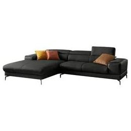 Ecksofa W.Schillig "Piedroo, Designsofa mit tollem Sitzkomfort, elegant und bequem, L-Form", grau (graphit z59), B:303cm H:70cm T:193cm, Longlife Xtra-Leder Z59: Glattleder mit modischer Pr&auml;gung. Hautst&auml;rke 0, 9 - 1, 1 mm, Sofas, Ecksofa, Kopfteilverstellung, wahlweise mit Sitztiefenverstellung, Breite 303cm