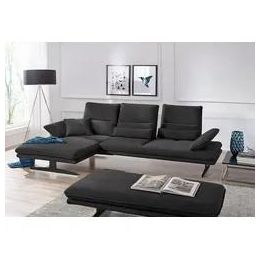 Ecksofa W.Schillig "broadway, Designsofa mit tollem Sitzkomfort", grau (anthrazit s37), B:291cm H:94cm T:164cm, Stoff S37 (100% Polyester): Luxus-Microfaser in Lederoptik, Sofas, Ecksofa, Sitztiefenverstellung, Kopfteil- & Seitenteilverstellung, Breite 291cm