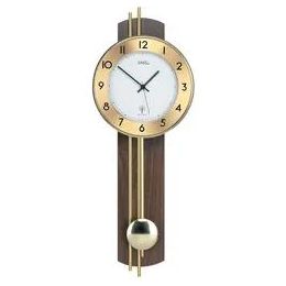 Funk-Pendelwanduhr AMS "F5266/1", braun (nussbaumfarben), Wanduhren, B/H/L: 10cm x 60cm x 25cm, Quarzuhr,Holzgeh&auml;use,Esszimmer,Wohnzimmer