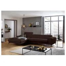 Ecksofa W.Schillig "piedroo, Designsofa mit tollem Sitzkomfort, bequem, L-Form", braun (mocca z69), B:343cm H:70cm T:193cm, Longlife Xtra-Leder Z69: Das feinnarbige, gedeckte Softleder Z69 besticht durch seine au&szlig;ergew&ouml;hnliche Weichheit im trendigen &raquo;Vintage-Look&laquo;, Hautst&auml;rke 0, 9 - 1, 1 mm, Sofas, Ecksofa, Kopfteilverstellung, wahlweise mit Sitztiefenverstellung, Breite 343cm