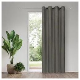 Vorhang GERSTER "Ranka" Gr. 1, grau (taupe), B:140cm H:245cm, Wirkware, Polyester, Gardinen, Verdunkelnder &Ouml;senschal "Ranka"