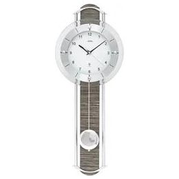 Funk-Pendelwanduhr AMS "F5304", silber (braun, schwarz, silberfarben), Wanduhren, B/H/L: 24cm x 6cm x 60cm, Made in Germany, Aluminium-/Holzgeh&auml;use,Esszimmer,Wohnzimmer