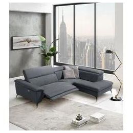 Ecksofa Egoitaliano "Martine, Multifunktionssofa mit Komfortfunktionen, edel und bequem", grau (charcoal), B:272cm H:96cm T:203cm, Sofas, Ecksofa, mit Ottomane, elektrischer Relaxfunktion und Kopfteilverstellung