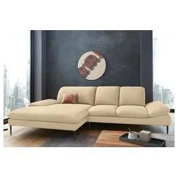 Ecksofa W.Schillig "enjoy&MORE, Designsofa, elegant und bequem, L-Form", beige (sahara s37), B:310cm H:87cm T:185cm, Chenille-Flachgewebe R66 (85% Polyester, 15% Nylon);Longlife Xtra-Leder Z59: Glattleder mit modischer Pr&auml;gung. Hautst&auml;rke 0, 9 - 1, 1 mm;Stoff S37 (100% Polyester), Sofas, Ecksofa, Sitztiefenverstellung, F&uuml;&szlig;e schwarz pulverbeschichtet, Breite 310 cm