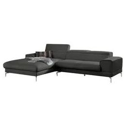 Ecksofa W.Schillig "piedroo, Designsofa mit tollem Sitzkomfort, bequem und elegant, L-Form", grau (anthrazit z69), B:303cm H:70cm T:193cm, Longlife Xtra-Leder Z69: Das feinnarbige, gedeckte Softleder Z69 besticht durch seine au&szlig;ergew&ouml;hnliche Weichheit im trendigen &raquo;Vintage-Look&laquo;, Hautst&auml;rke 0, 9 - 1, 1 mm, Sofas, Ecksofa, Kopfteilverstellung, wahlweise mit Sitztiefenverstellung, Breite 303cm