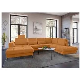 Sit & More Wohnlandschaft SIT & MORE "Bendigo U-Form", gelb (curry), B:332cm H:84cm T:226cm, Sofas, Wohnlandschaft, inklusive Sitztiefenverstellung, Bodenfreiheit 12 cm, in 2 Fu&szlig;farben