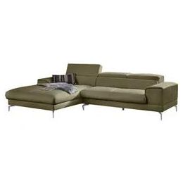 Ecksofa W.Schillig "piedroo, Designsofa mit tollem Sitzkomfort, bequem und elegant, L-Form", gr&uuml;n (camouflage z69), B:303cm H:70cm T:193cm, Longlife Xtra-Leder Z69: Das feinnarbige, gedeckte Softleder Z69 besticht durch seine au&szlig;ergew&ouml;hnliche Weichheit im trendigen &raquo;Vintage-Look&laquo;, Hautst&auml;rke 0, 9 - 1, 1 mm, Sofas, Ecksofa, Kopfteilverstellung, wahlweise mit Sitztiefenverstellung, Breite 303cm