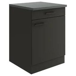Unterschrank Optifit "Palma", schwarz (anthrazit, anthrazit, anthrazit), B:60cm H:84,8cm T:60cm, Holzwerkstoff, Schr&auml;nke, Unterschrank, Breite 60 cm, mit 1 T&uuml;r und 1 Schubkasten
