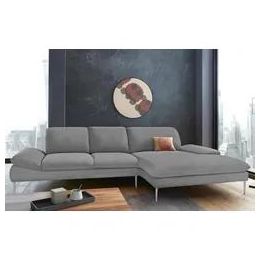 Ecksofa W.Schillig "enjoy&MORE, Designsofa, bequem, zeitlos und elegant, L-Form", grau (dolphin r66), B:340cm H:87cm T:185cm, Chenille-Flachgewebe R66 (85% Polyester, 15% Nylon);Longlife Xtra-Leder Z59: Glattleder mit modischer Pr&auml;gung. Hautst&auml;rke 0, 9 - 1, 1 mm;Stoff S37 (100% Polyester), Sofas, Ecksofa, mit Sitztiefenverstellung, F&uuml;&szlig;e silber matt, Breite 340 cm