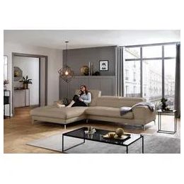 Ecksofa W.Schillig "piedroo, Designsofa mit tollem Sitzkomfort, bequem und elegant, L-Form", braun (stone z59), B:303cm H:70cm T:193cm, Longlife Xtra-Leder Z59: Glattleder mit modischer Pr&auml;gung. Hautst&auml;rke 0, 9 - 1, 1 mm, Sofas, Ecksofa, Kopfteilverstellung, wahlweise mit Sitztiefenverstellung, Breite 303cm
