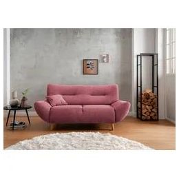 2-Sitzer Home Affaire "Drago", schwarz (brombeere), B:173cm H:81cm T:90cm, 100% Polyester, Sofas, frei im Raum stellbar, inkl. 1 Zierkissen