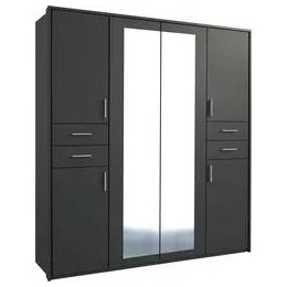 Dreht&uuml;renschrank wimex "Vegas", grau (graphit, griffe alu), B:183cm H:210cm T:58cm, Schr&auml;nke, Dreht&uuml;renschrank, inklusive Passepartout-Rahmen, mit Spiegelt&uuml;ren und Schubladen