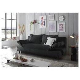 Schlafsofa ED EXCITING DESIGN "Sunny", schwarz, B:212cm H:88cm T:101cm, 100% Polyester, Sofas, Schlafsofa, mit Bettkasten, Armteilverstellung & 2 R&uuml;ckenkissen