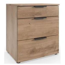 Nachtkommode wimex "Level by fresh to go", braun (plankeneiche nachbildung), B:54cm H:61cm T:41cm, Holzwerkstoff, Sideboards, 3 Schubladen mit soft-close Funktion, 54cm breit, 61cm hoch