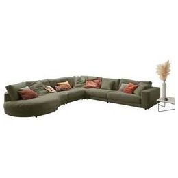 Ecksofa 3C Candy "Enisa II, bequem und komfortabel, Mega Familiensofa, L-Form", gr&uuml;n (oliv), B:395cm H:86cm T:225cm, 100% Polyester, Sofas, Ecksofa, incl. 3 Flatterkissen, wahlweise mit Flecken-Schutz-Bezug Easy care