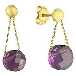 Paar Ohrh&auml;nger Celesta "375/- Gelbgold Amethyst", gelb (gelb, lila), Ohrringe, Damen, one-size, Gold