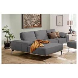 Ecksofa W.Schillig "run, Designsofa mit tollem Sitzkomfort, bequem, L-Form", grau (grau w82), B:319cm H:88cm T:178cm, Longlife Xtra-Leder Z73: Naturwalkleder der Luxusklasse aus den erlesensten Rohh&auml;uten. Hautst&auml;rke 1, 1 &ndash; 1, 3 mm;ROHLEDER Jacquard-Flachgewebe Q2 W60 (63% Polyester, 37% Polyacryl);ROHLEDER Chenille-Flachgewebe Q2 W77 (68% Polyacryl, 32% Polyester);Stoff S37 (100% Polyester), Sofas