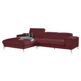 Ecksofa W.Schillig "piedroo, Designsofa mit tollem Sitzkomfort, bequem und elegant, L-Form", rot (burgundy z69), B:303cm H:70cm T:193cm, Longlife Xtra-Leder Z69: Das feinnarbige, gedeckte Softleder Z69 besticht durch seine au&szlig;ergew&ouml;hnliche Weichheit im trendigen &raquo;Vintage-Look&laquo;, Hautst&auml;rke 0, 9 - 1, 1 mm, Sofas, Ecksofa, Kopfteilverstellung, wahlweise mit Sitztiefenverstellung, Breite 303cm