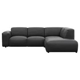 Ecksofa FLEXLUX "Lucera, super Sitzkomfort durch Kaltschaum im Sitz, L-Form", schwarz (deep schwarz), B:256cm H:73cm T:231cm, 100% Echteder, Sofas, Ecksofa, modern & anschmiegsam, Designsofa, modernes skandinavisches Design
