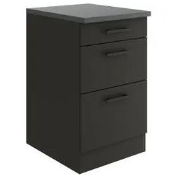 Unterschrank Optifit "Palma", schwarz (anthrazit, anthrazit, anthrazit), B:50cm H:84,8cm T:60cm, Holzwerkstoff, Schr&auml;nke, Unterschrank, Breite 50 cm, mit 3 Schubk&auml;sten