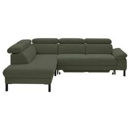 Ecksofa Home Affaire "Arnayon mit Querschl&auml;fer-Bettfunktion, Schlafsofa, gro&szlig;er Bettkasten", gr&uuml;n (oliv), B:272cm H:79cm T:217cm, 95% Polyester, 5% Nylon, Sofas, Ecksofa, manuelle Kopfteilverstellung, Tonnentaschen-Federkern, Feincord L-Form