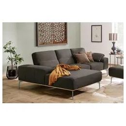 Ecksofa W.Schillig "run, Designsofa mit tollem Sitzkomfort, bequem, L-Form", grau (graphit z73), B:279cm H:88cm T:178cm, Longlife Xtra-Leder Z73: Naturwalkleder der Luxusklasse aus den erlesensten Rohh&auml;uten. Hautst&auml;rke 1, 1 &ndash; 1, 3 mm;ROHLEDER Jacquard-Flachgewebe Q2 W60 (63% Polyester, 37% Polyacryl);ROHLEDER Chenille-Flachgewebe Q2 W77 (68% Polyacryl, 32% Polyester);Stoff S37 (100% Polyester), So