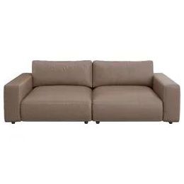 Big-Sofa Musterring "LUCIA", braun (hasel bax), B:252cm H:81cm T:124cm, Flachgewebe FLORIS (100% Polyester);Flachgewebe VALMONT (60% Baumwolle/ 40% Leinen);Microfaser CRONA (100% Polyester), Sofas, Big-Sofa, in vielen Qualit&auml;ten und 4 unterschiedlichen N&auml;hten, 2,5-Sitzer