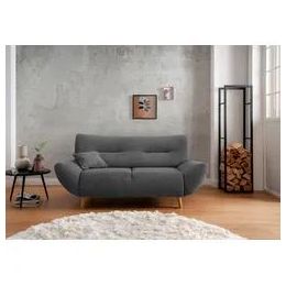 2-Sitzer Home Affaire "Drago", grau (anthrazit), B:173cm H:81cm T:90cm, 100% Polyester, Sofas, frei im Raum stellbar, inkl. 1 Zierkissen
