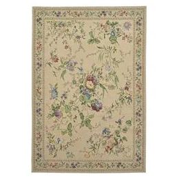 Teppich Theko "Flomi Sagrini", beige, B:240cm H:4mm L:330cm, Baumwolle, Kunstfaser, Teppiche, Teppich, Flachgewebe, Pastell-Farben, Blumen Design, mit Bord&uuml;re