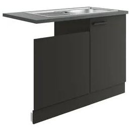 Sp&uuml;lenschrank Optifit "Palma", schwarz (anthrazit, anthrazit, anthrazit), B:110cm H:84,8cm T:60cm, Holzwerkstoff, Schr&auml;nke, Sp&uuml;lenschrank, Breite 110 cm, geeignet f&uuml;r teilintegrierte Geschirrsp&uuml;ler