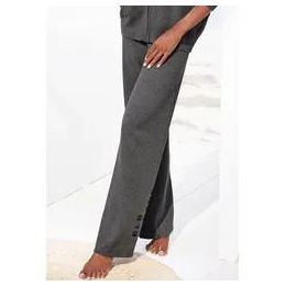 Strickhose ELBSAND, Damen, Gr. 32/34, N-Gr, grau (anthrazit), Obermaterial: 50% Viskose, 28% Polyester, 22% Nylon, meliert, unifarben, l&auml;ssig geschnitten lang, Hosen, mit weitem Bein und eingestricktem Logo, Loungewear
