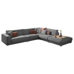 Ecksofa 3C Candy "Enisa II, bequem und komfortabel, gro&szlig;es Familiensofa, L-Form", grau (platin), B:365cm H:86cm T:322cm, 100% Polyester, Sofas, Ecksofa, incl. 3 Flatterkissen, wahlweise mit Flecken-Schutz-Bezug Easy care