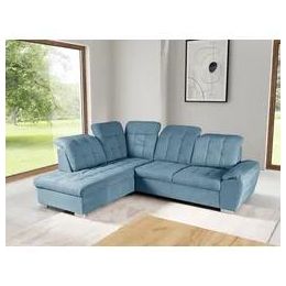 Ecksofa WERK2 "Brindisi, Multifunktion, bequem & komfortabel, Breite 263cm, L-Form", blau (hellblau), B:263cm H:105cm T:212cm, 95% Polyester, 5% Nylon, Sofas, Ecksofa, mit verstellbaren Kopfteilen, Bettfunktion & Bettkasten, Topseller