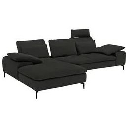 Ecksofa W.Schillig "valentinoo, Designsofa, bequem, elegant und zeitlos, L-Form", grau (graphit z59), B:299cm H:83cm T:178cm, Longlife Xtra-Leder Z59: Glattleder mit modischer Pr&auml;gung. Hautst&auml;rke 0, 9 - 1, 1 mm, Sofas, Ecksofa, inklusive Hocker, mit Sitztiefenverstellung, Breite 299 cm