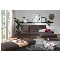 Ecksofa W.Schillig "broadway, Designsofa mit tollem Sitzkomfort, L-Form", braun (mocca s37), B:291cm H:94cm T:164cm, Stoff S37 (100% Polyester): Luxus-Microfaser in Lederoptik, Sofas, Ecksofa, Sitztiefenverstellung, Kopfteil- & Seitenteilverstellung, Breite 291cm