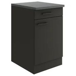 Unterschrank Optifit "Palma", schwarz (anthrazit, anthrazit, anthrazit), B:50cm H:84,8cm T:60cm, Holzwerkstoff, Schr&auml;nke, Unterschrank, Breite 50 cm, mit 1 T&uuml;r und 1 Schubkasten