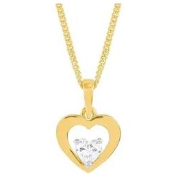 Kette mit Anh&auml;nger Amor "Schmuck Geschenk Halskette Herz LIEBE", gold (gelbgoldfarben, wei&szlig;), Halsketten, Damen, Gelbgold 375, mit Zirkonia (synth.)