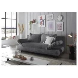 Schlafsofa ED EXCITING DESIGN "Sunny", grau (anthrazit), B:212cm H:88cm T:101cm, 100% Polyester, Sofas, Schlafsofa, mit Bettkasten, Armteilverstellung & 2 R&uuml;ckenkissen