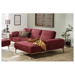 Ecksofa W.Schillig "run, Designsofa mit tollem Sitzkomfort, bequem, L-Form", rot (ruby rot z73), B:299cm H:88cm T:178cm, Longlife Xtra-Leder Z73: Naturwalkleder der Luxusklasse aus den erlesensten Rohh&auml;uten. Hautst&auml;rke 1, 1 &ndash; 1, 3 mm;ROHLEDER Jacquard-Flachgewebe Q2 W60 (63% Polyester, 37% Polyacryl);ROHLEDER Chenille-Flachgewebe Q2 W77 (68% Polyacryl, 32% Polyester);Stoff S37 (100% Polyester), So