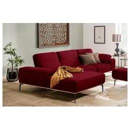 Ecksofa W.Schillig "run, Designsofa mit tollem Sitzkomfort, bequem, L-Form", rot (merlot w82), B:319cm H:88cm T:178cm, Longlife Xtra-Leder Z73: Naturwalkleder der Luxusklasse aus den erlesensten Rohh&auml;uten. Hautst&auml;rke 1, 1 &ndash; 1, 3 mm;ROHLEDER Jacquard-Flachgewebe Q2 W60 (63% Polyester, 37% Polyacryl);ROHLEDER Chenille-Flachgewebe Q2 W77 (68% Polyacryl, 32% Polyester);Stoff S37 (100% Polyester), Sofa