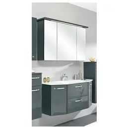 Badm&ouml;bel-Set SAPHIR "Quickset 327 2-teilig, Waschplatz und LED-Spiegelschrank", schwarz (anthrazit dekor, anthrazit hochglanz), B:115cm T:48cm, Kastenm&ouml;bel-Sets, Badm&ouml;bel-Set, Anthrazit Hochglanz, inkl. T&uuml;rd&auml;mpfer, 5 T&uuml;ren, 1 Klappe, 1 Schublade