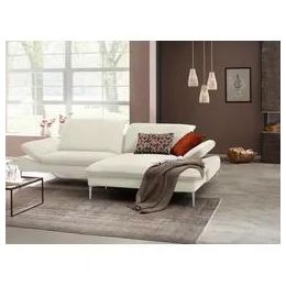 Ecksofa W.Schillig "enjoy&MORE, mit tollem Sitzkomfort, elegant und bequem, L-Form", wei&szlig; (wei&szlig; z59), B:294cm H:87cm T:185cm, Chenille-Flachgewebe R66 (85% Polyester, 15% Nylon);Longlife Xtra-Leder Z59: Glattleder mit modischer Pr&auml;gung. Hautst&auml;rke 0, 9 - 1, 1 mm;Stoff S37 (100% Polyester), Sofas, Ecksofa, mit Sitztiefenverstellung, F&uuml;&szlig;e silber matt, Breite 294 cm