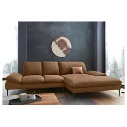 Ecksofa W.Schillig "enjoy&MORE, Designsofa, elegant und bequem, L-Form", braun (chocolate s37), B:310cm H:87cm T:185cm, Chenille-Flachgewebe R66 (85% Polyester, 15% Nylon);Longlife Xtra-Leder Z59: Glattleder mit modischer Pr&auml;gung. Hautst&auml;rke 0, 9 - 1, 1 mm;Stoff S37 (100% Polyester), Sofas, Ecksofa, Sitztiefenverstellung, F&uuml;&szlig;e schwarz pulverbeschichtet, Breite 310 cm