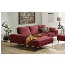 Ecksofa W.Schillig "run, Designsofa mit tollem Sitzkomfort, bequem, L-Form", rot (ruby rot z73), B:299cm H:88cm T:178cm, Longlife Xtra-Leder Z73: Naturwalkleder der Luxusklasse aus den erlesensten Rohh&auml;uten. Hautst&auml;rke 1, 1 &ndash; 1, 3 mm;ROHLEDER Jacquard-Flachgewebe Q2 W60 (63% Polyester, 37% Polyacryl);ROHLEDER Chenille-Flachgewebe Q2 W77 (68% Polyacryl, 32% Polyester);Stoff S37 (100% Polyester), So