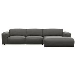 Ecksofa FLEXLUX "Lucera bequem und komfortabel durch hochwertigen Sitzaufbau, L-Form", grau (warm mineral grau), B:319cm H:73cm T:171cm, 100% Echteder, Sofas, Ecksofa, modern & anschmiegsam, Kaltschaum, Stahl-Wellenunterfederung